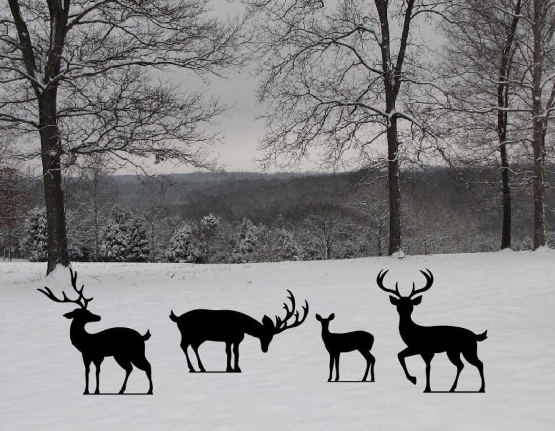 Christmas Reindeer Metal Stake Sign / Outdoor Christmas Decoration ...