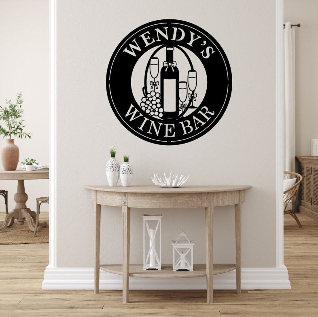 Personalized Metal Wine Bar Sign | Custom Wine Bar Steel Wall Art ...