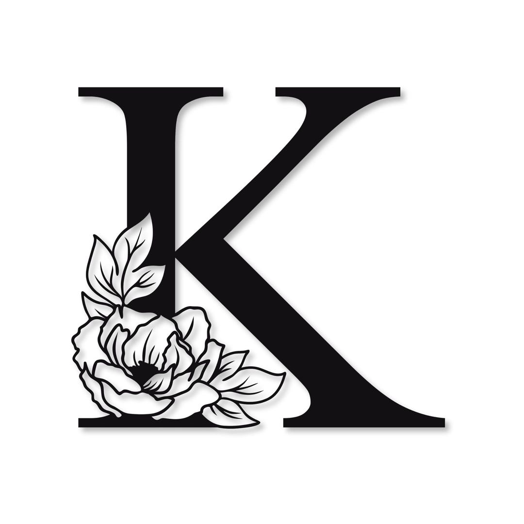 Personalized Floral Initial Metal Sign | Steel Name Initial Monogram ...