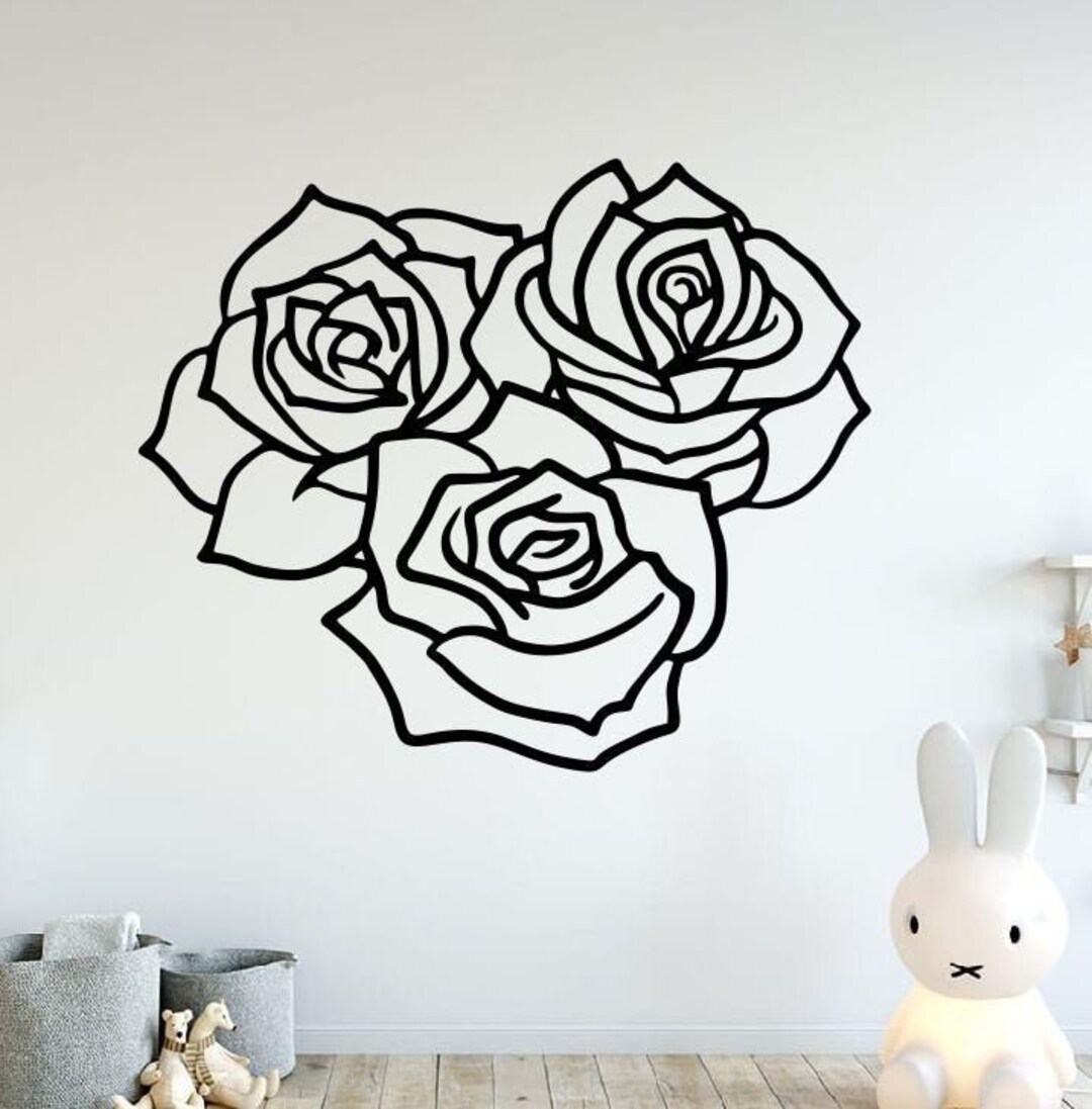 Three Roses Metal Sign / Rose Metal Wall Decor / Flower Wall Decor ...