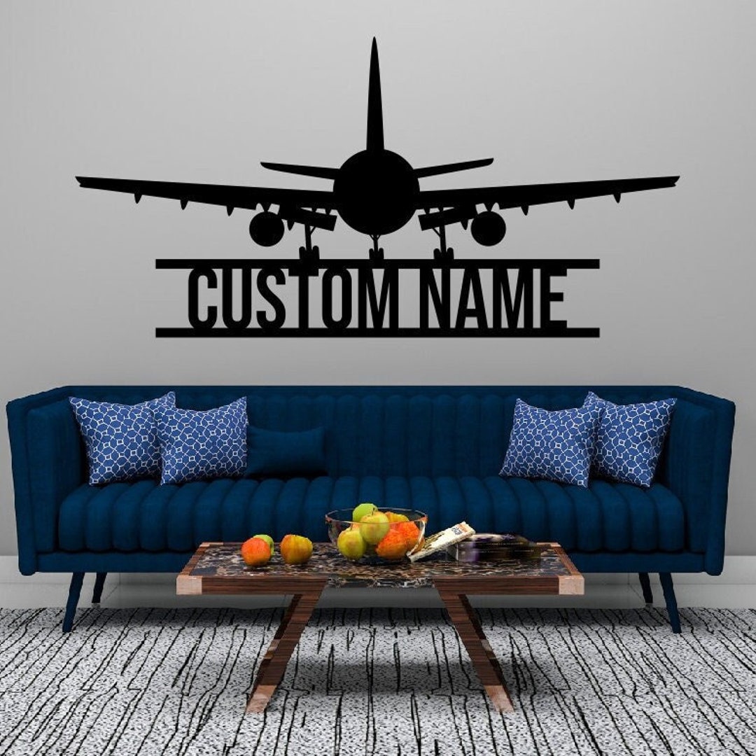 Personalized Airplane Name Metal Sign | Airplane Housewarming Gift ...
