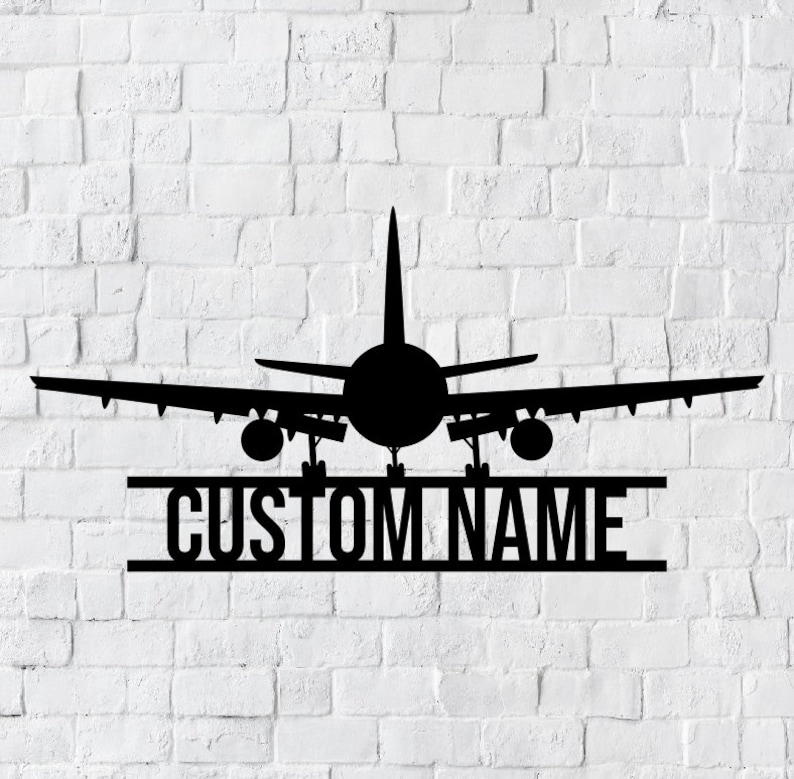 Personalized Airplane Name Metal Sign | Airplane Housewarming Gift ...