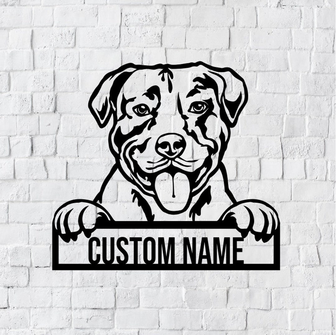 Custom Metal American Pitbull Dog Sign / Personalized American Pitbull ...
