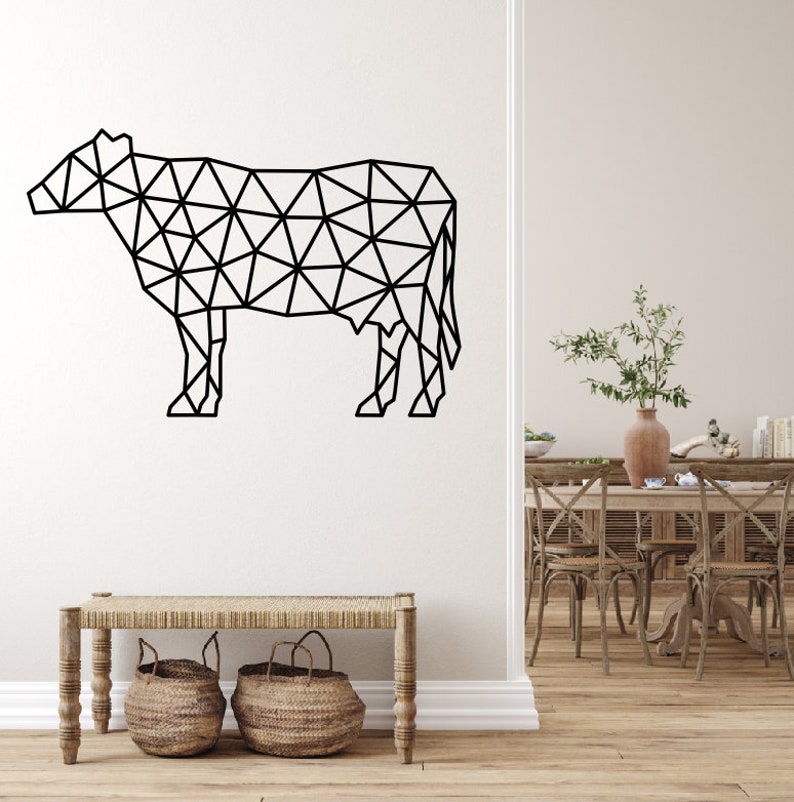 Geometric Cow Metal Sign / Farm Wall Decor / Steel Cow Wall Decor ...
