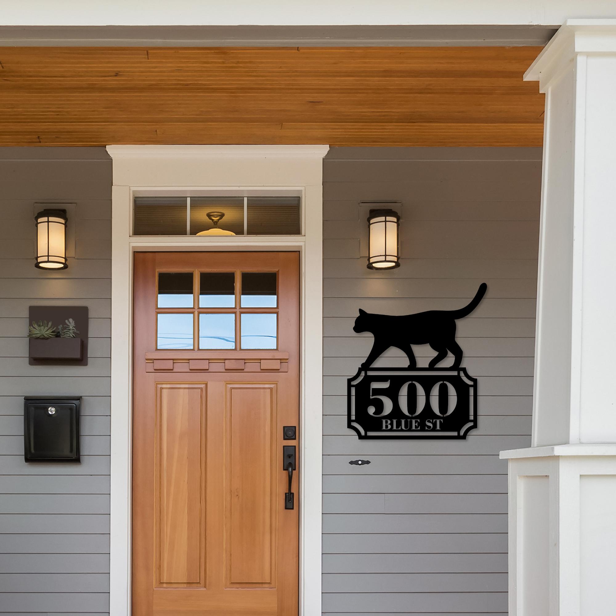 Cat Metal House Number Sign | Steel Address Sign | Kitten Address | Art ...