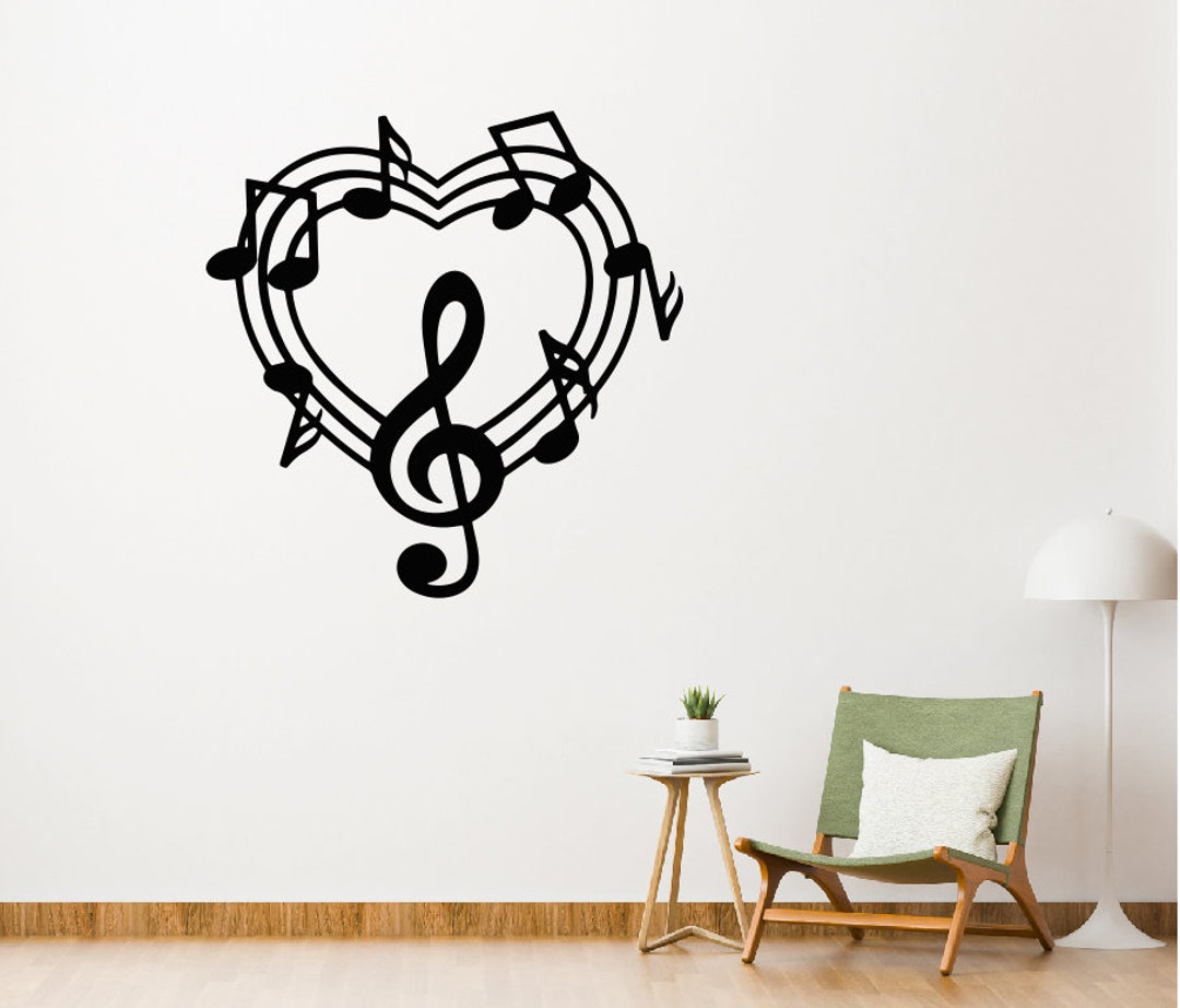 Music Heart Metal Sign / Music Metal Art / Music Home Decor / Musical ...