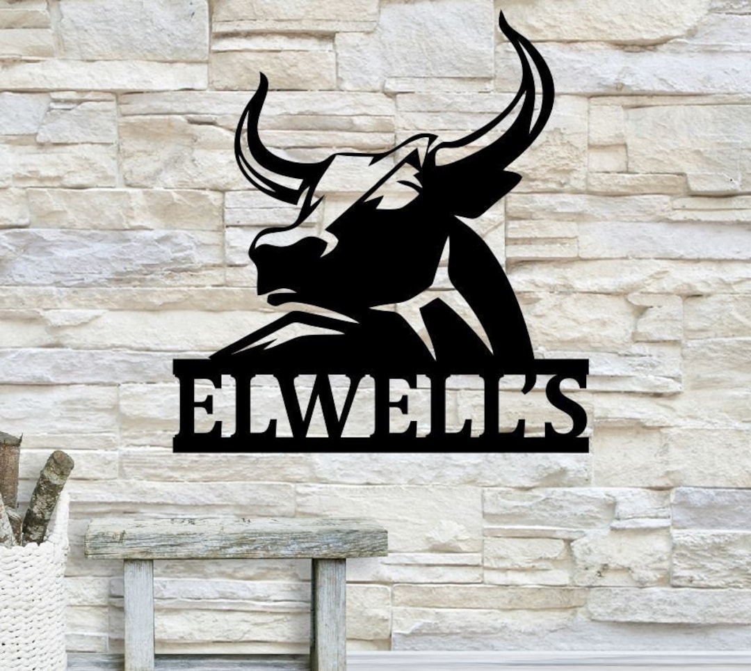 Personalized Family Name Bull Metal Sign / Metal Wall Decor / Monogram ...
