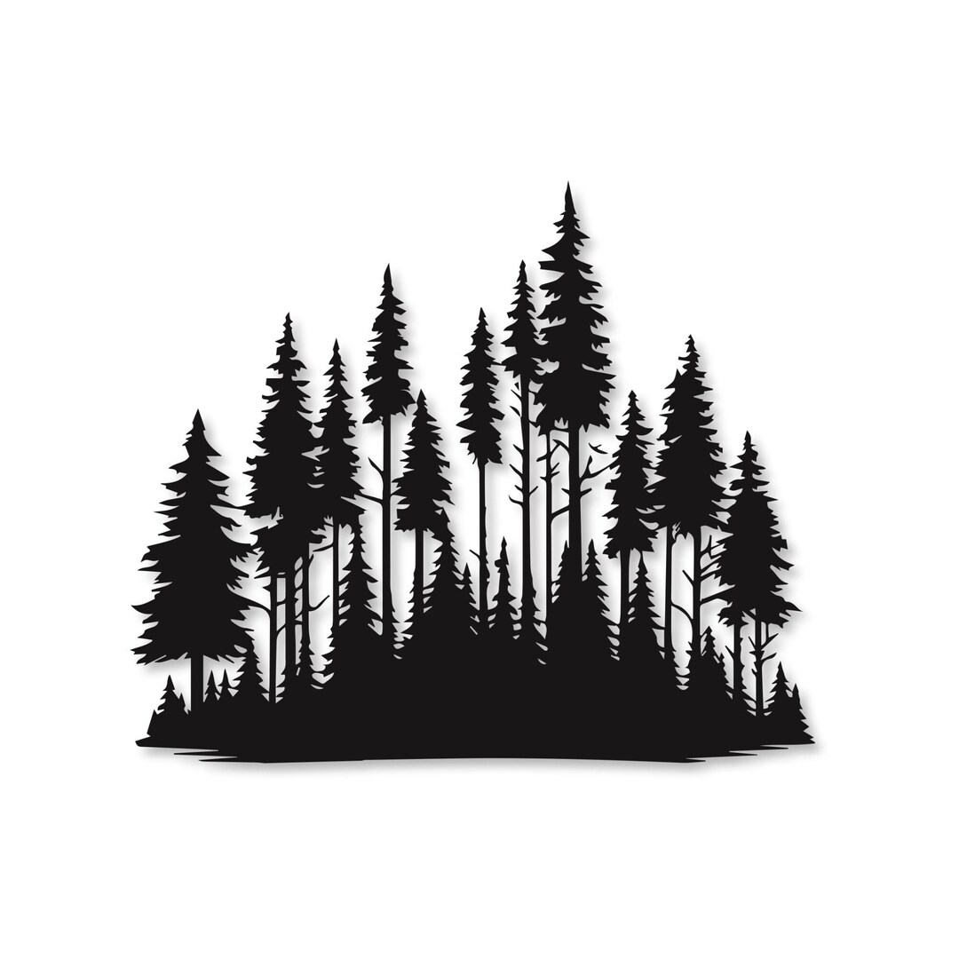 Wispy Pine Tree Metal Wall Art | Cedar Tree Metal Sign | Five Trees ...