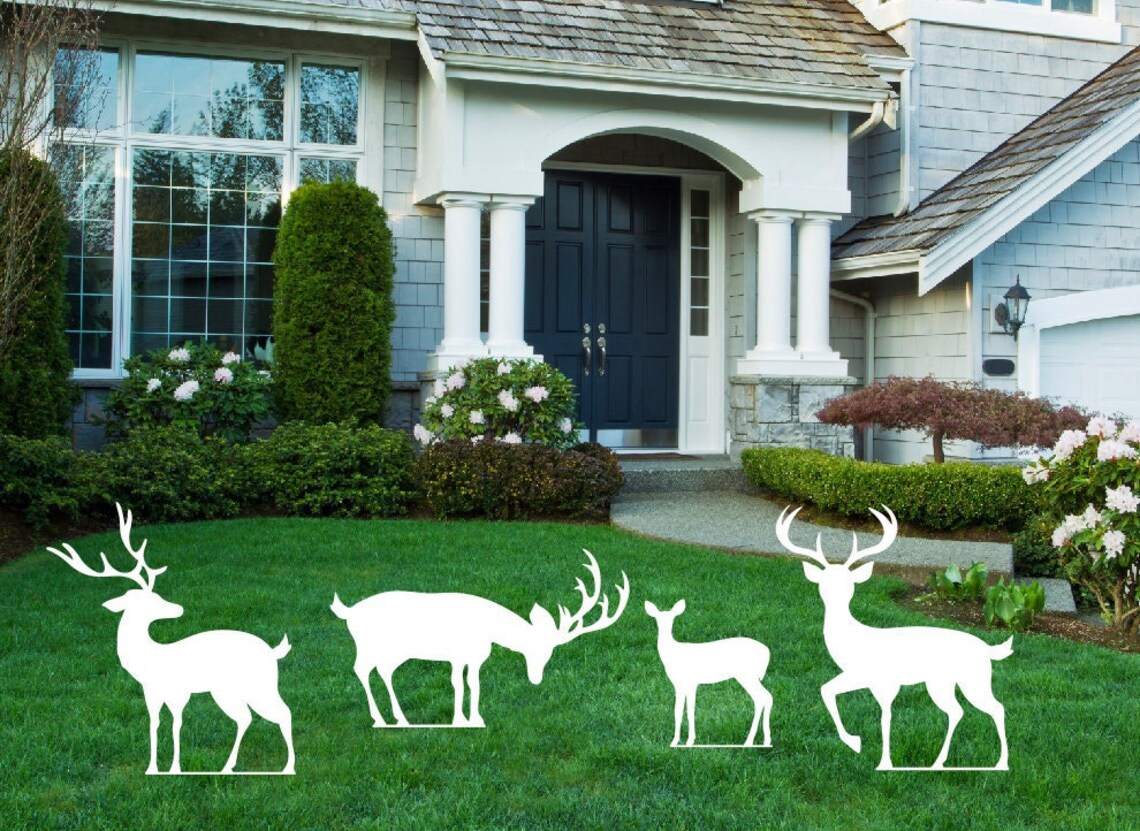 Christmas Reindeer Metal Stake Sign / Outdoor Christmas Decoration ...