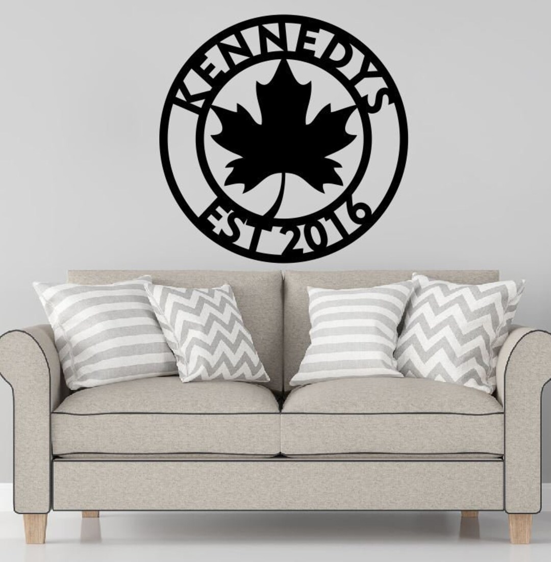 Personalized Family Name Metal Sign | Housewarming Gift | Canada Leaf ...