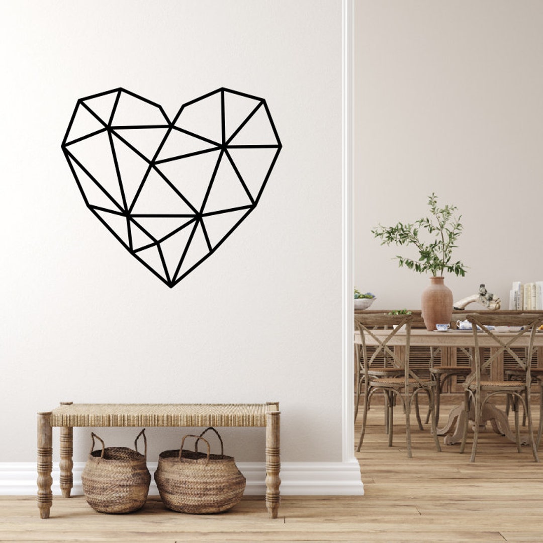 Geometric Heart Metal Wall Art / Heart Wall Decor / Metal Wall Decor ...