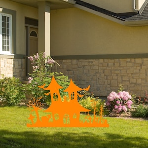 Haunted House Metal Stake Sign | Halloween Autumn Yard Sign | Outdoor ...