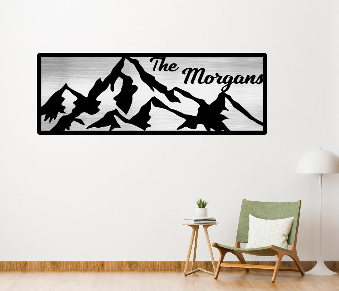 Personalized Family Name Mountain Silhouette Metal Wall Art / Custom ...