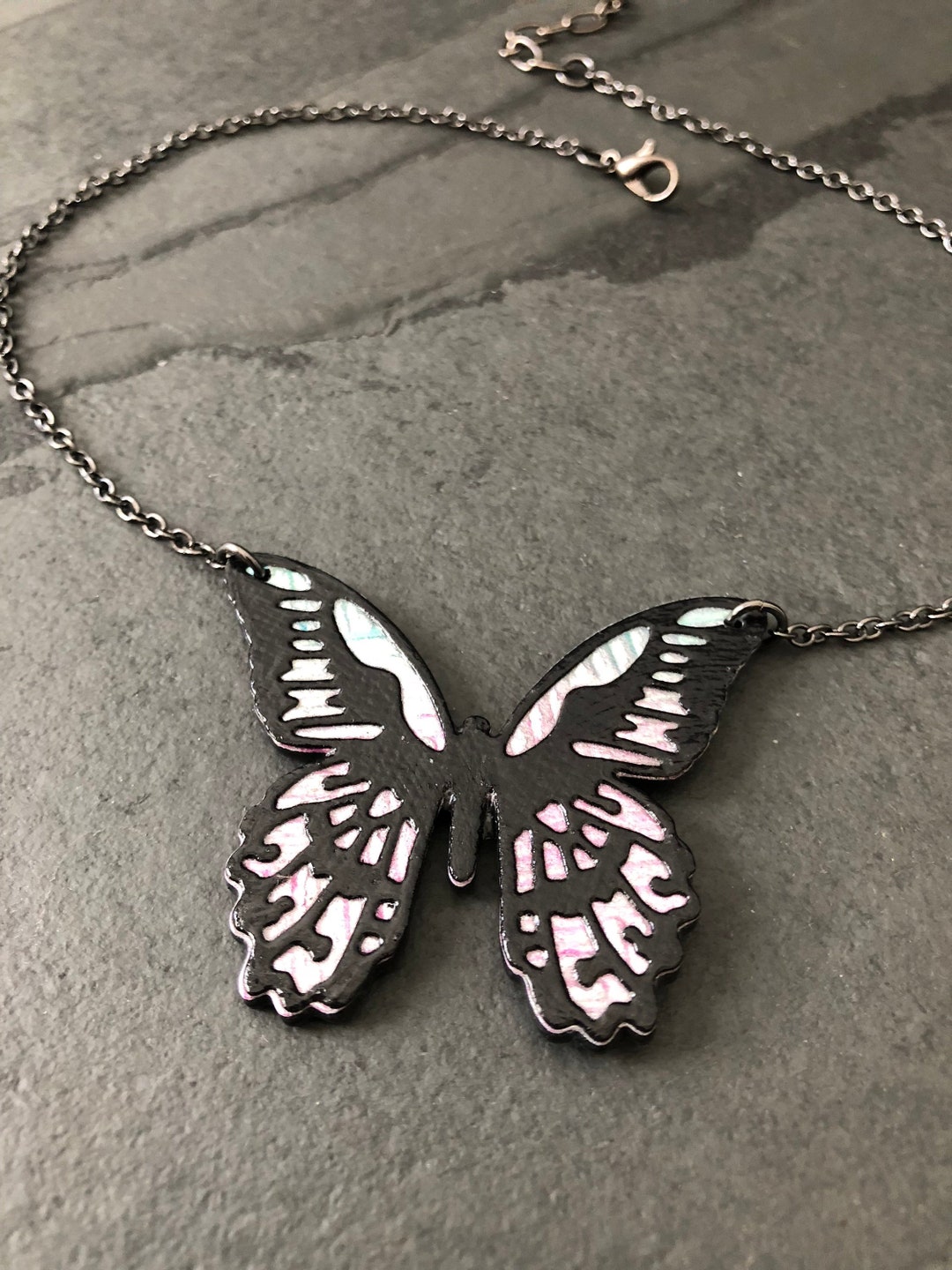Pink Butterfly Choker Necklace / Butterfly Necklace Butterfly Jewelry ...