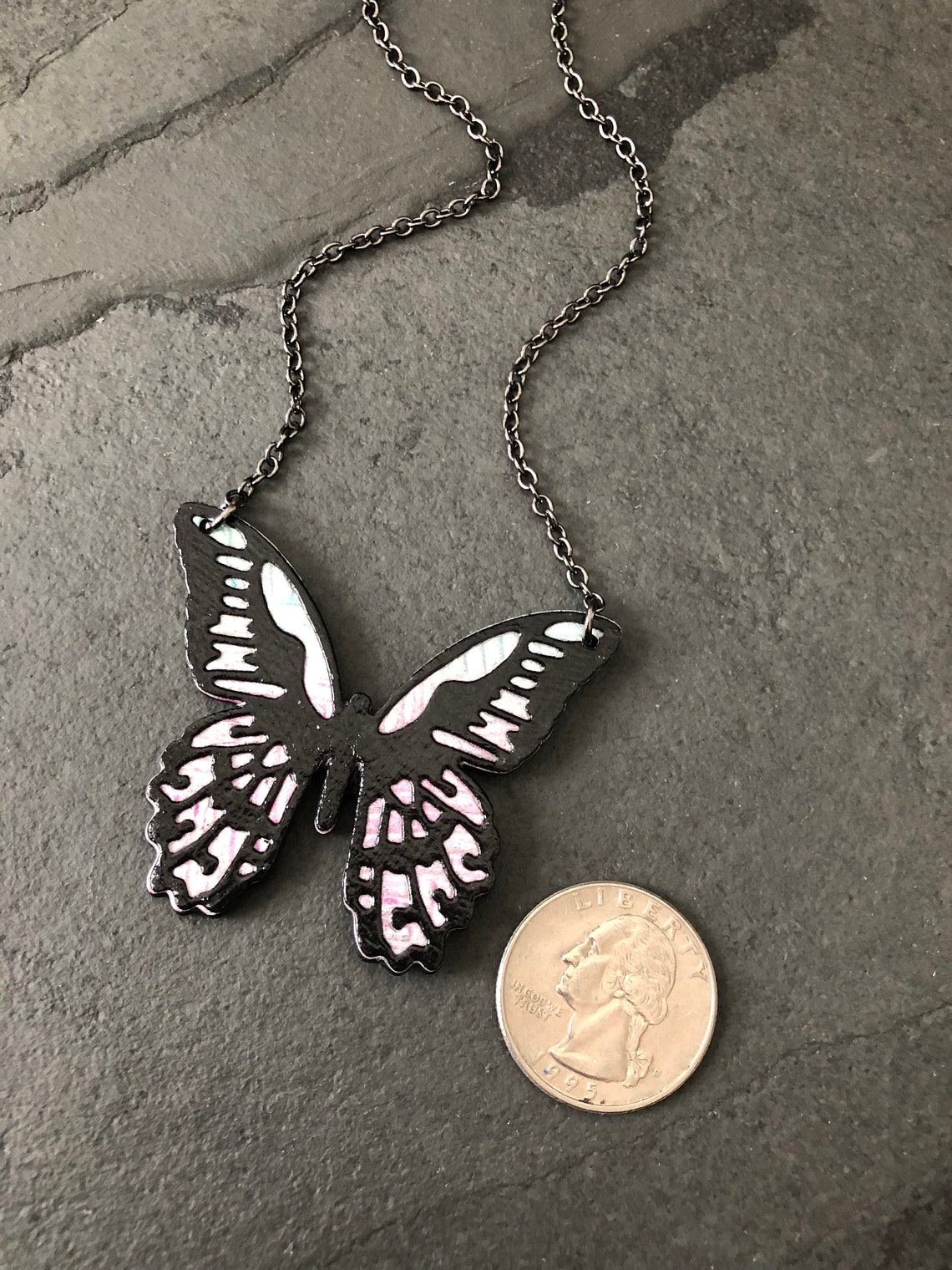 Pink Butterfly Choker Necklace / Butterfly Necklace Butterfly - Etsy