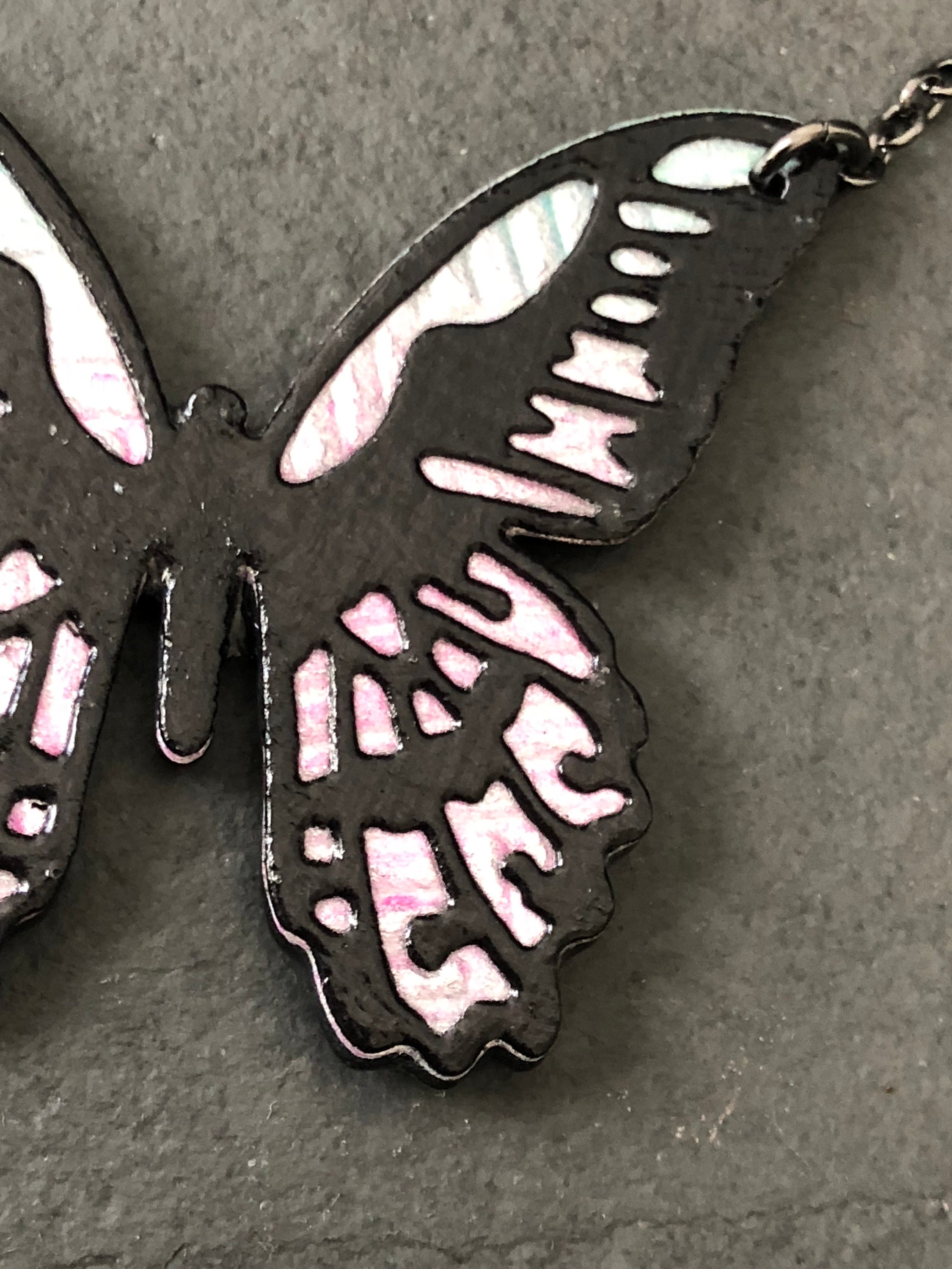 Pink Butterfly Choker Necklace / Butterfly Necklace Butterfly - Etsy