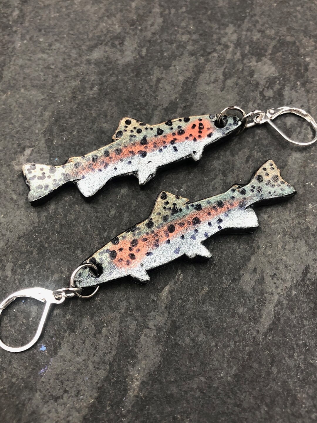 Rainbow Trout Fish Earrings | Fly Fishing Jewelry | Trout Earrings ...