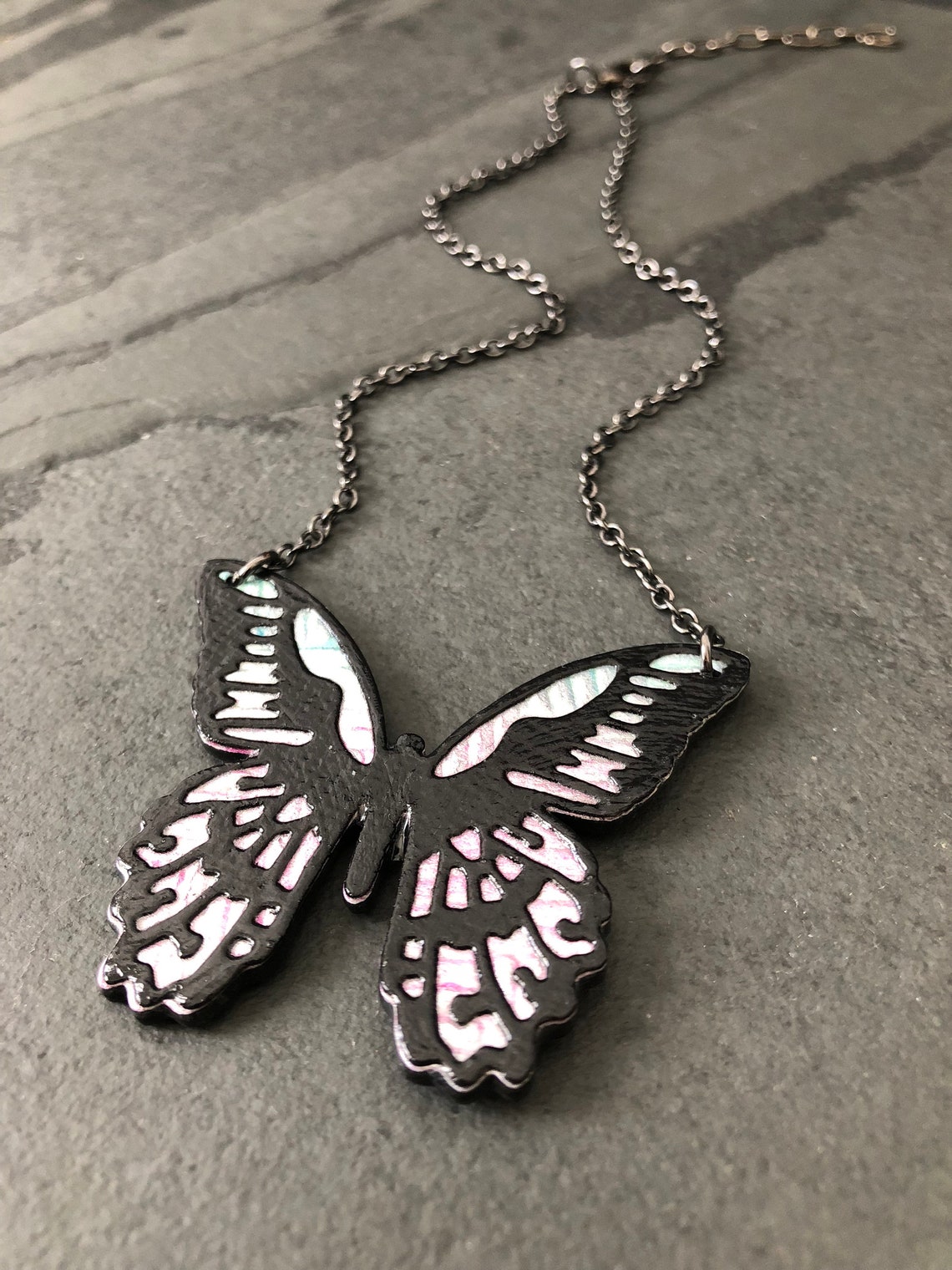 Pink Butterfly Choker Necklace / Butterfly Necklace Butterfly - Etsy