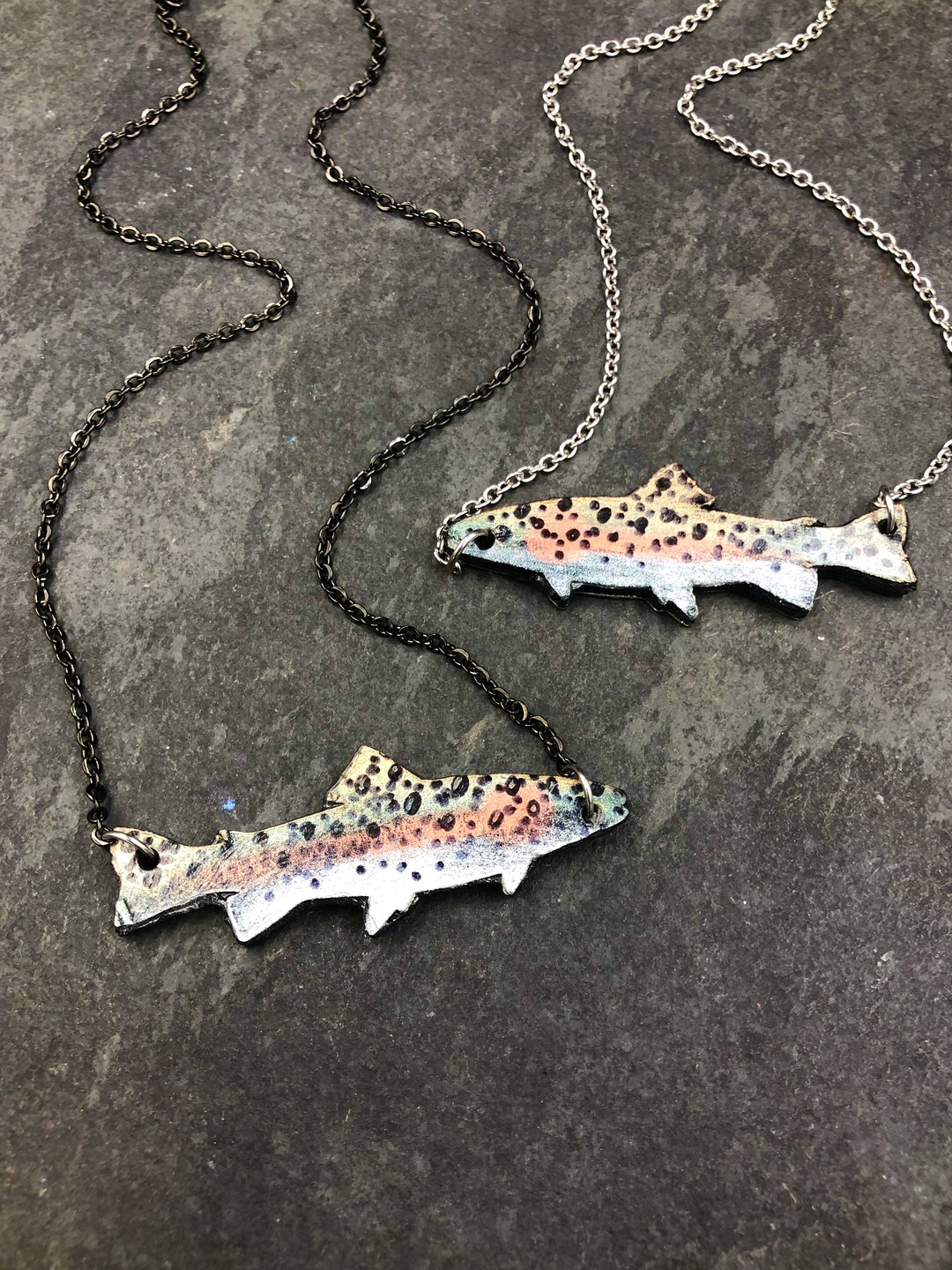 Rainbow Trout Fish Necklace | Fly Fishing Jewelry | Trout Necklace ...
