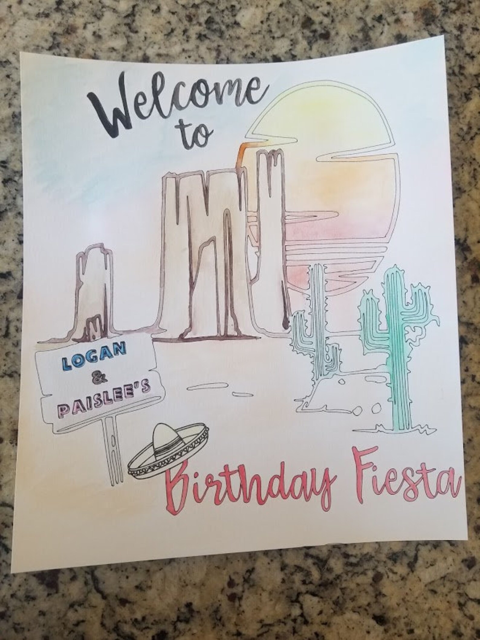 Watercolor Desert Themed Party Sign - Etsy