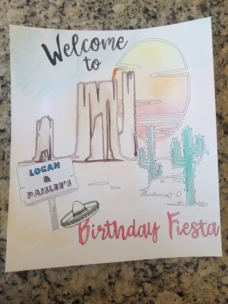 Watercolor Desert Themed Party Sign - Etsy