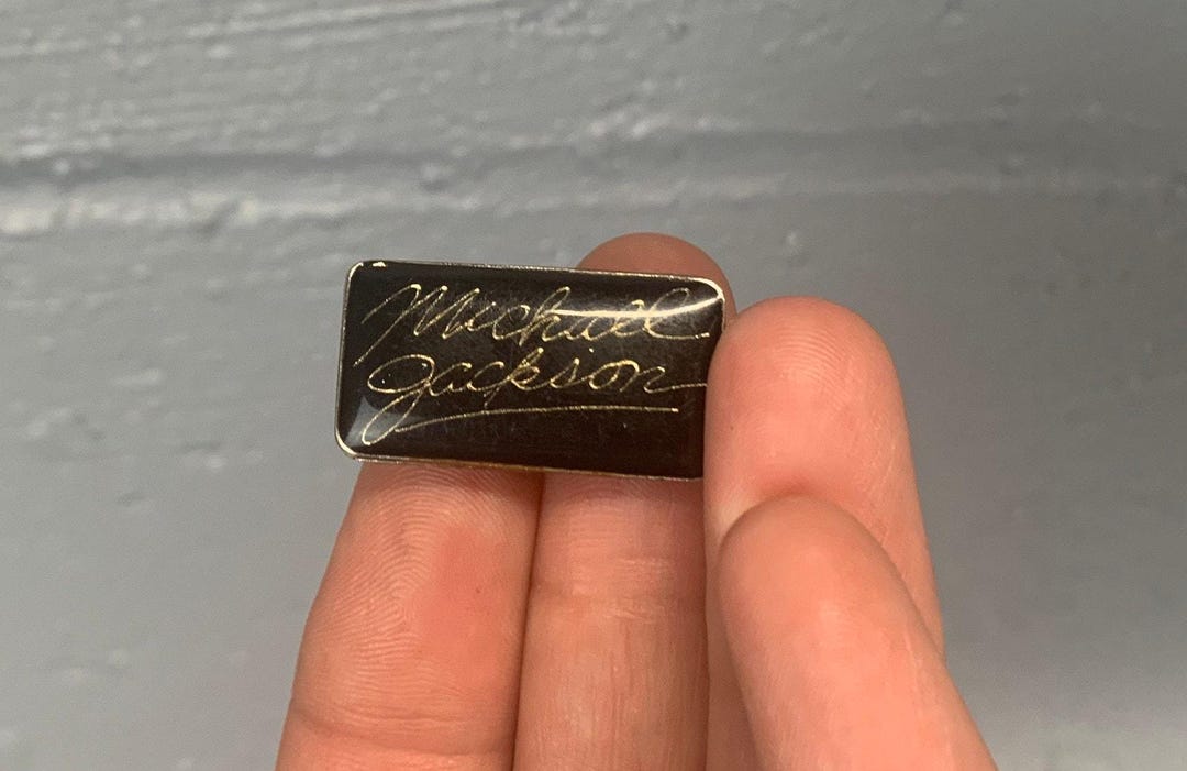 Vintage 1980s Enameled Michael Jackson Pin Hat Pin Jacket Pin Spell Out ...