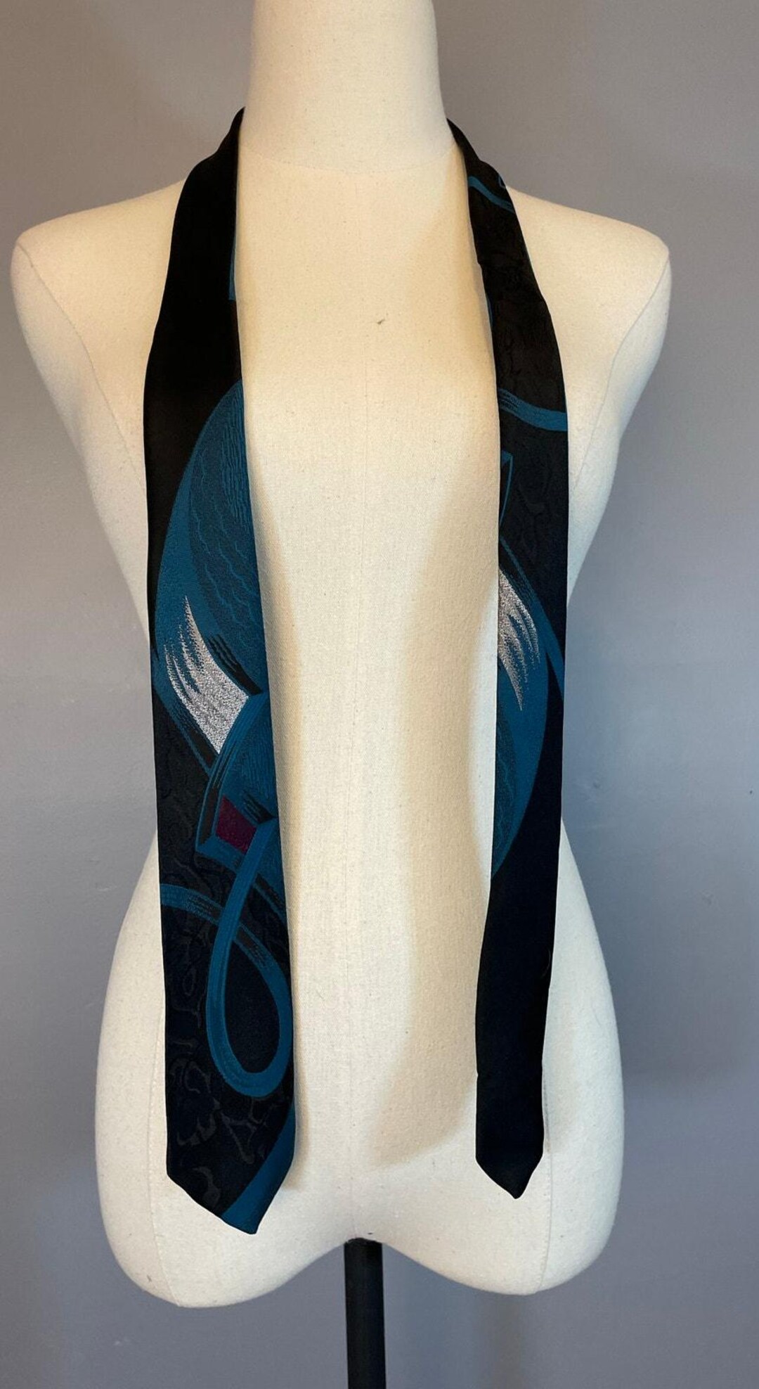 Vintage 1980s Jacquard Necktie Abstact Skinny Tie Wearable Art Surrey ...