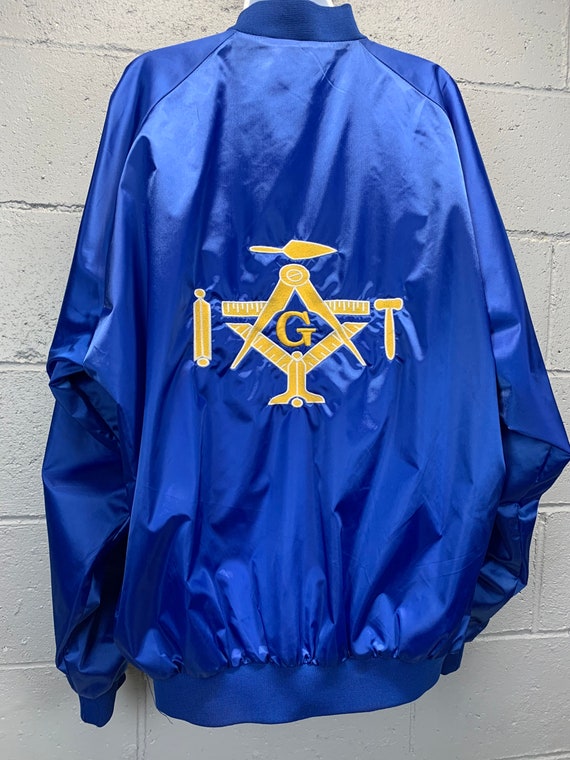 Vintage Royal Blue Embroidered Satin Jacket Masonic M… - Gem