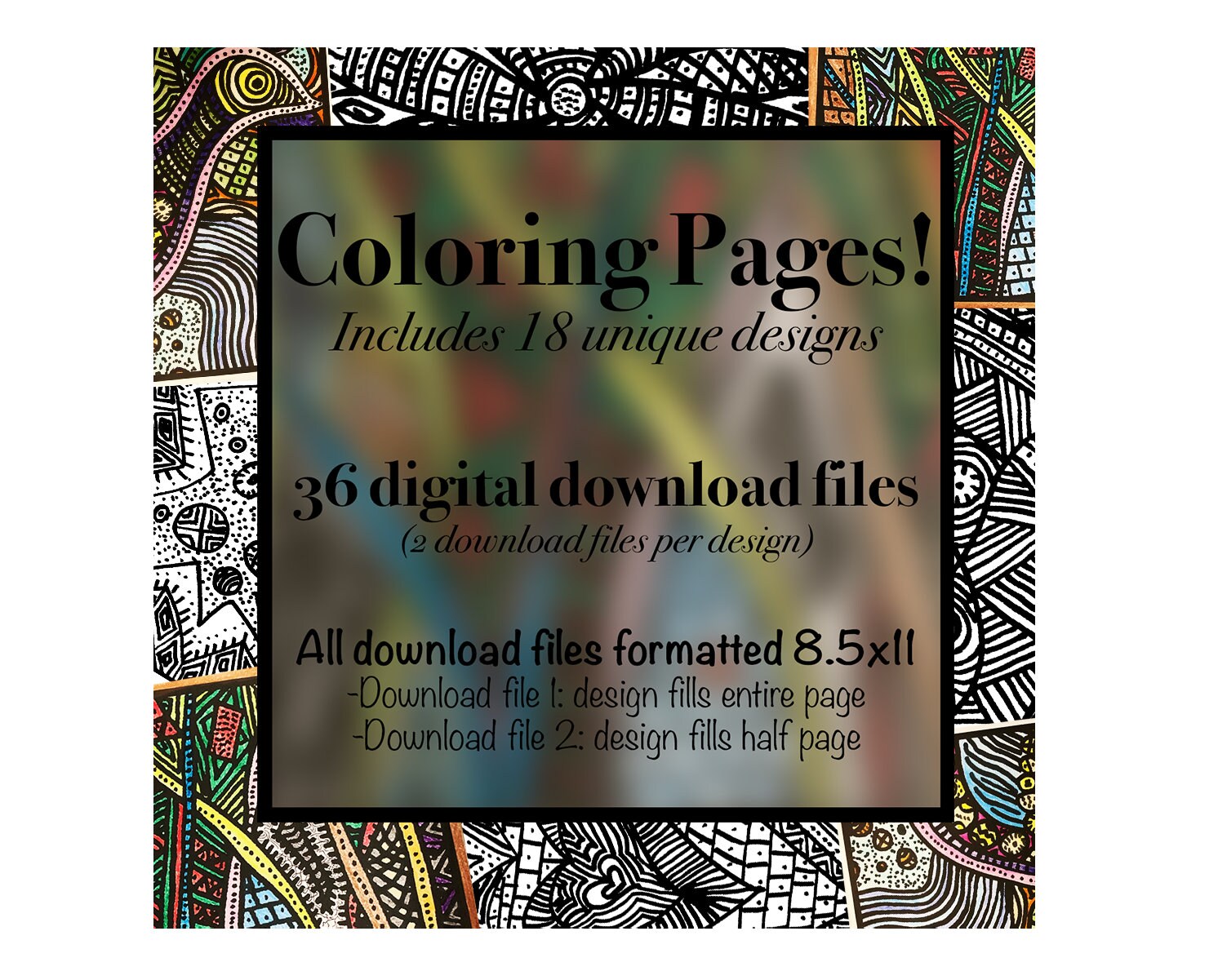 18 Unique Coloring Page Designs Digital Downloads - Etsy