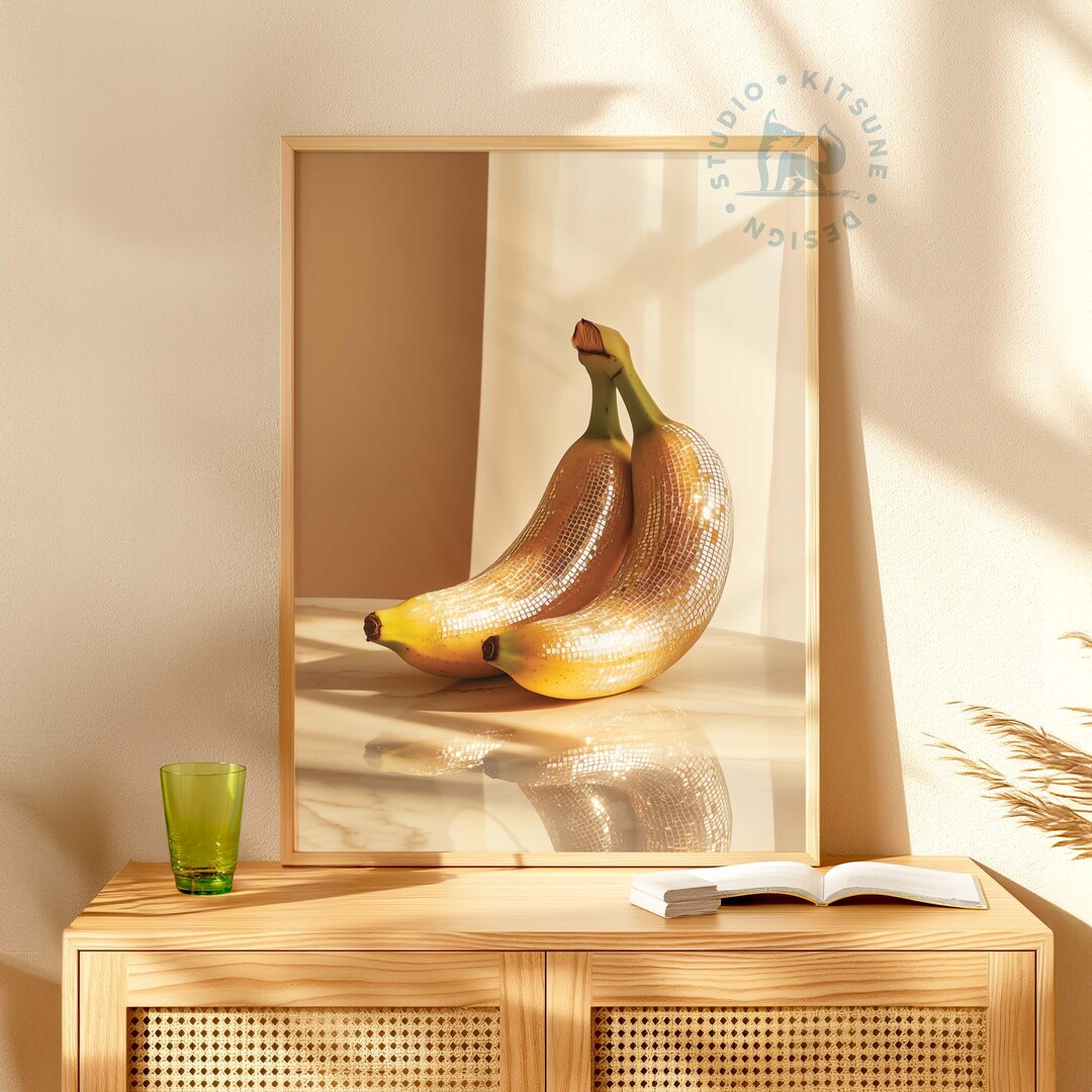 Bananas Disco Ball, Fruit Market Print, Trendy Food Art, Disco, Bananas ...