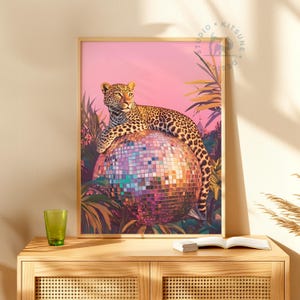Leopard Disco Ball Poster, Leopard Wall Art, Maximalist Wall Decor ...