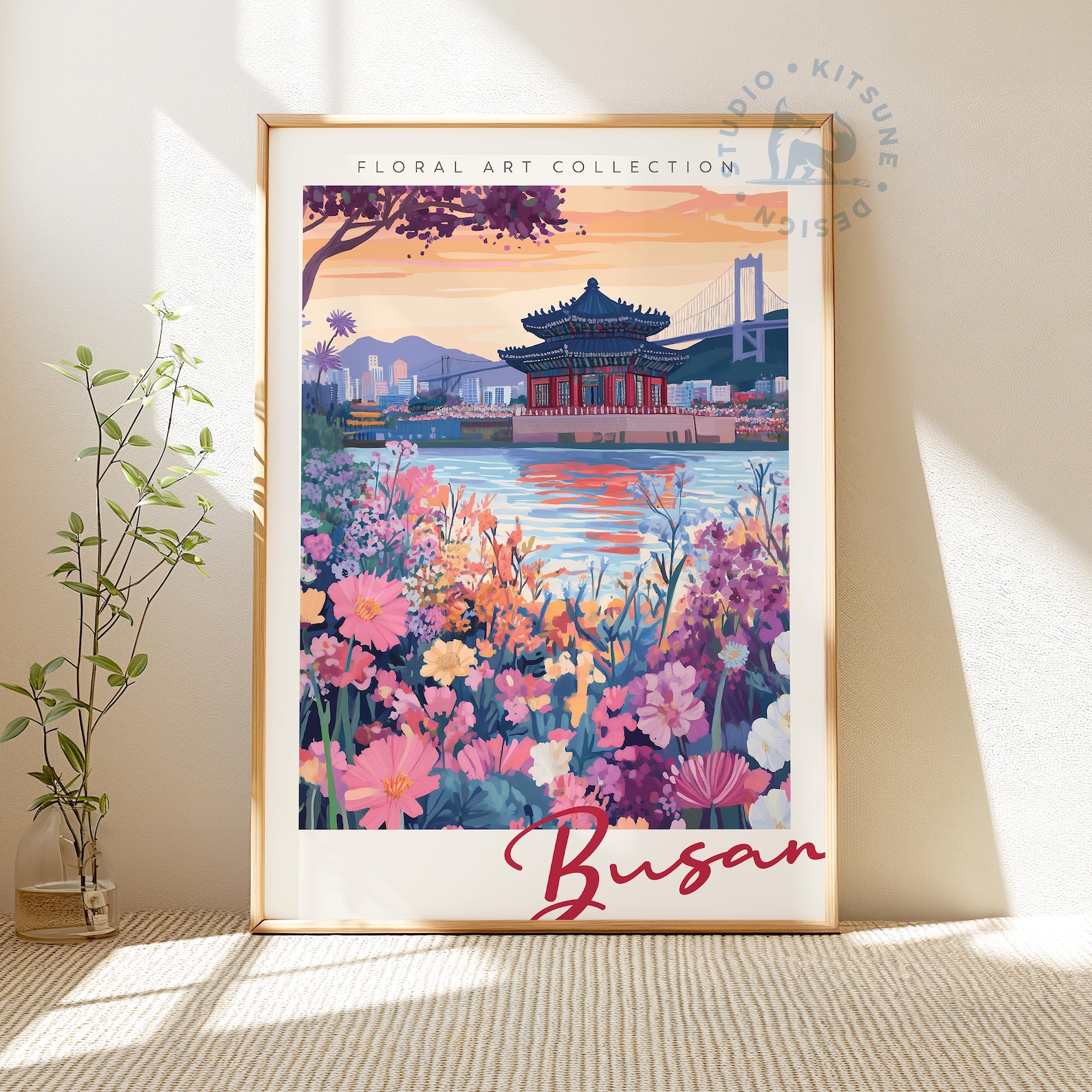 Busan Temple Sunset Print: Korean Coastal Art (digital Download) - Etsy
