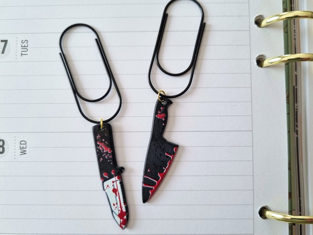 Halloween Paperclip Set Bookmark Bloody Knives - Etsy