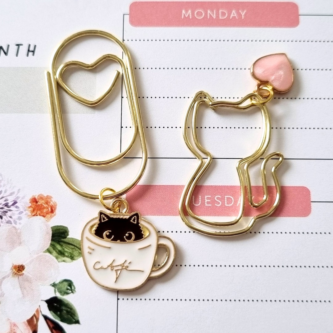 2 X Paperclip Cats, Paperclip With Heart and Paperclip in Cat Shape - Etsy