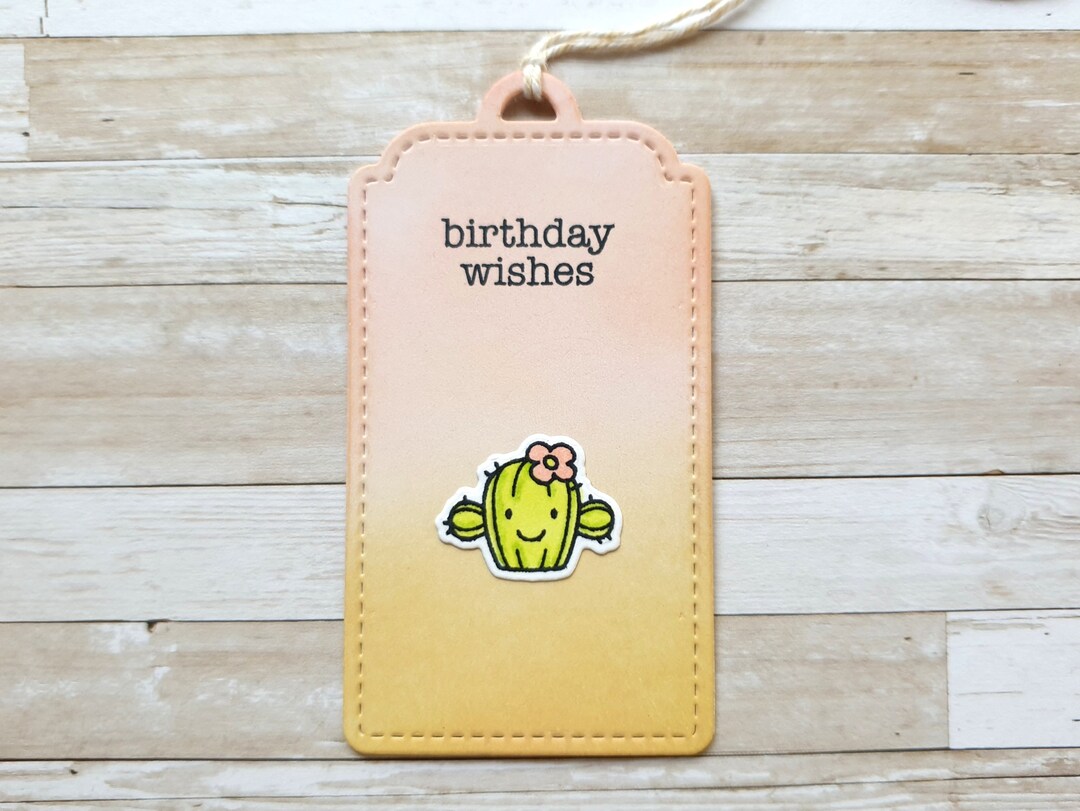 Gift Tag Cactus Birthday Wishes, Handmade and Handcolored - Etsy