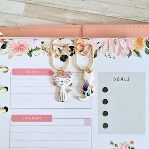 Cute Cat Paper Clips With Charm, Cat Themed Paperclip Bookmark - Etsy