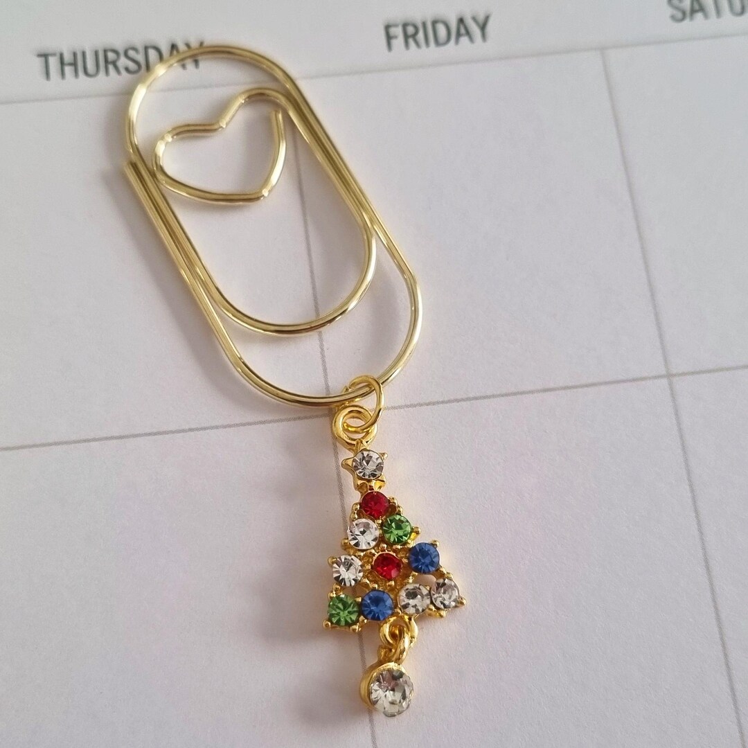 Sparkly Christmas Tree Paperclip – Festive Planner Accessory With Heart ...