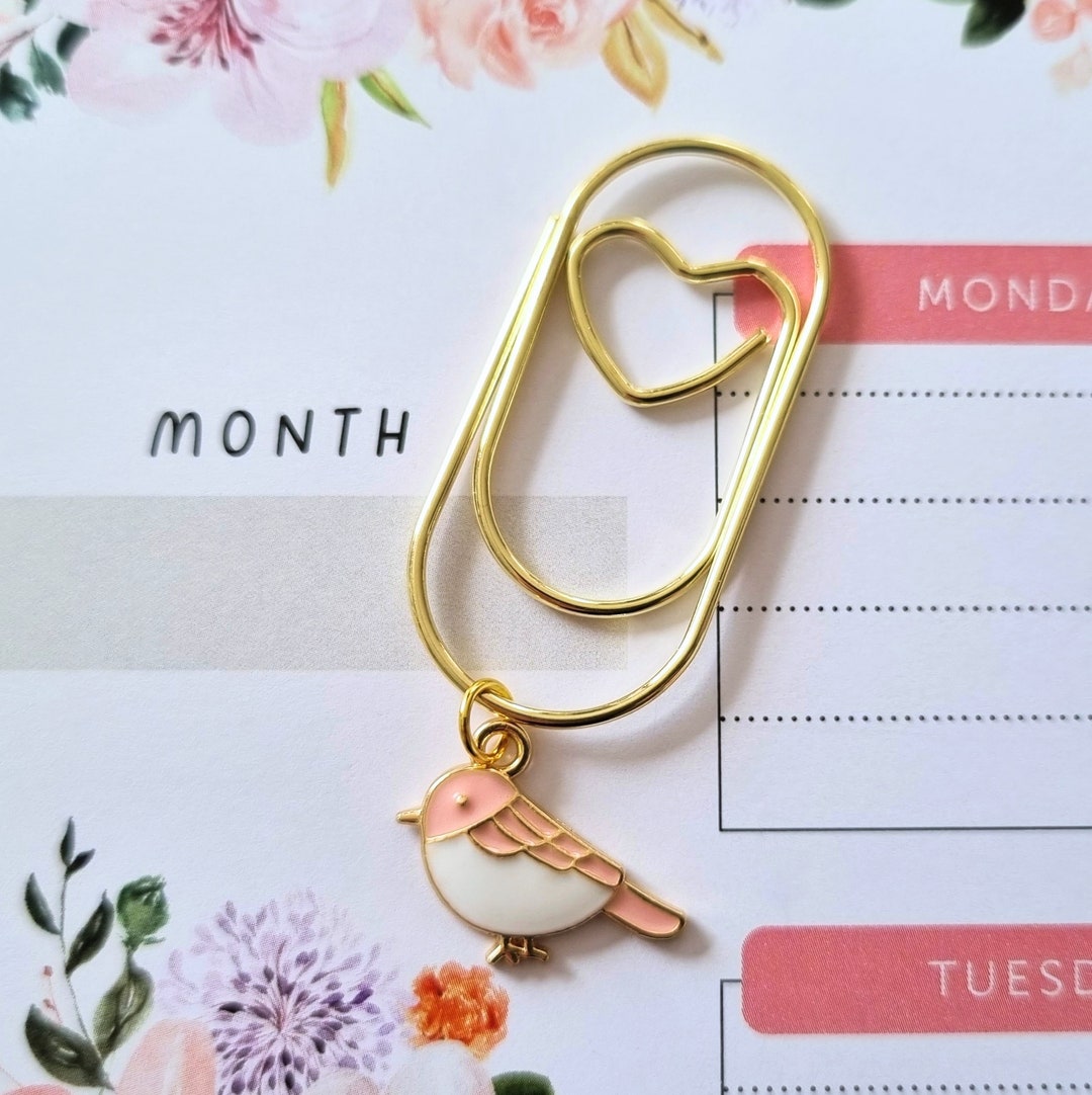 Paperclip With Heart With Pendant Bird - Etsy