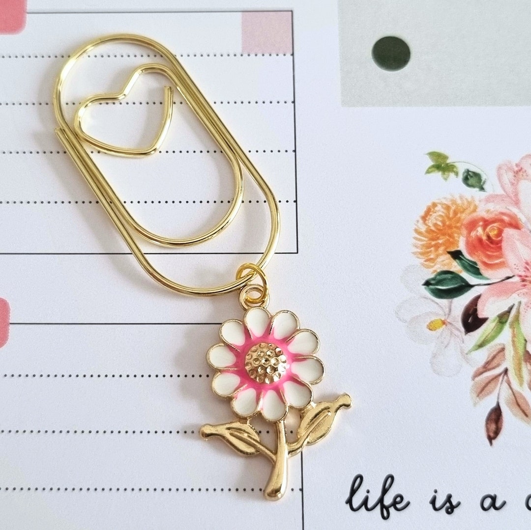 Paperclip With Heart With Pendant Flower - Etsy