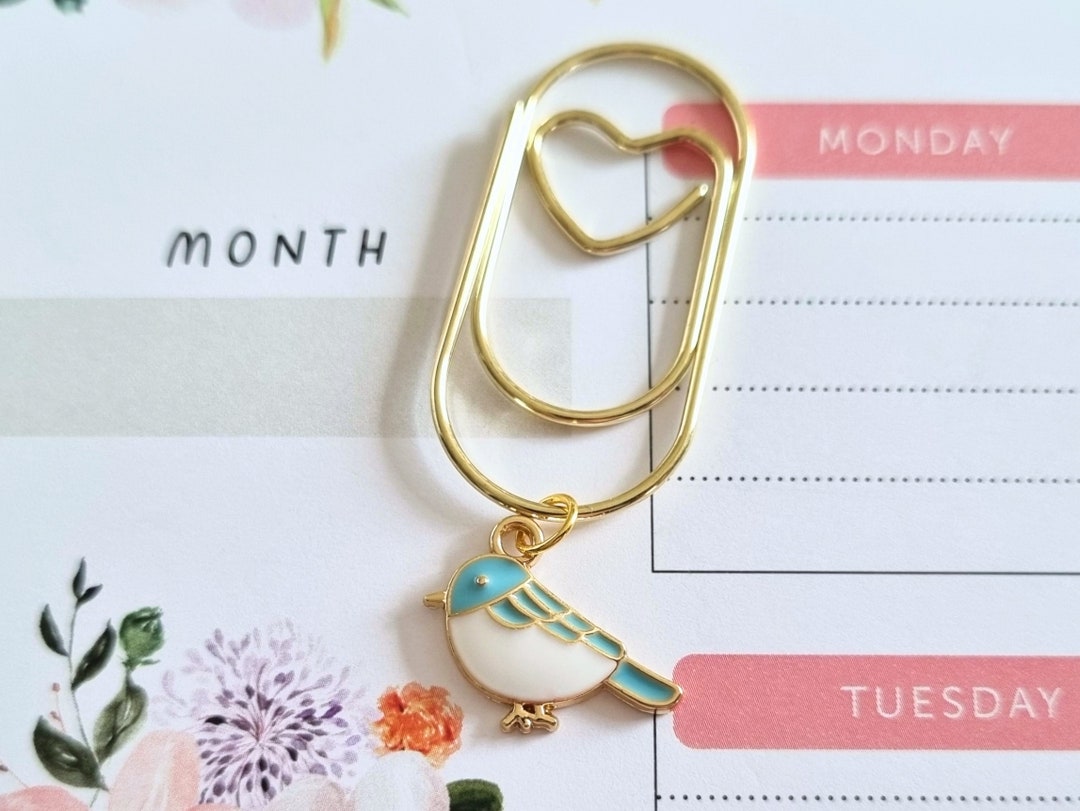 Paperclip With Heart With Pendant Bird - Etsy