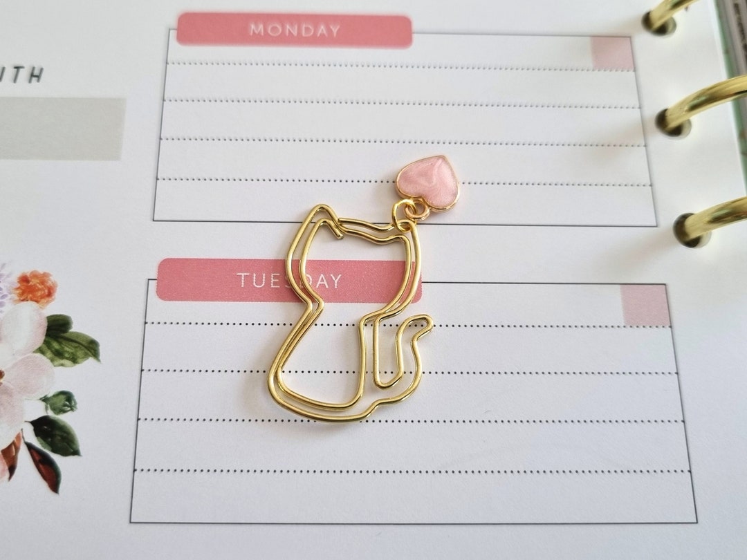 Paperclip Cat With Heart Pendant - Etsy