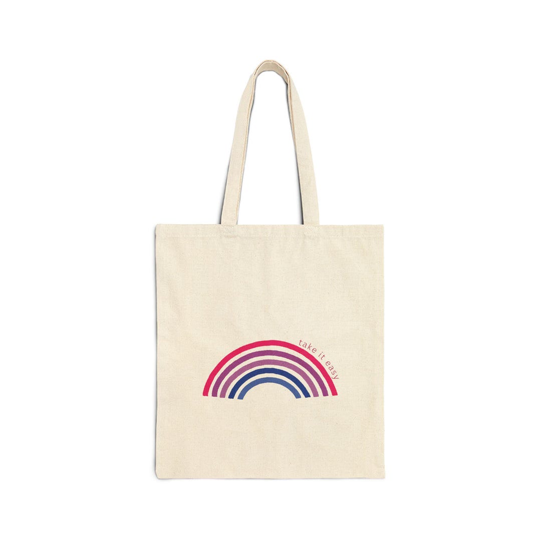 Rainbow Bisexual Flag Cotton Canvas Tote Bag, LGBTQ Pride Reusable ...
