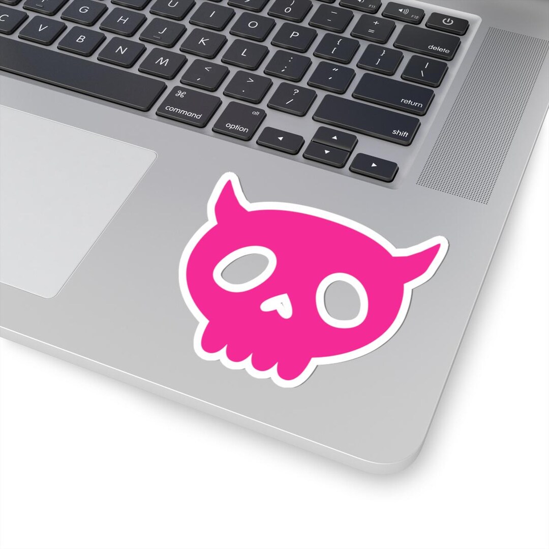 Pink Skull Devil Horns Sticker, Creepy Halloween Vinyl Decal, Goth ...