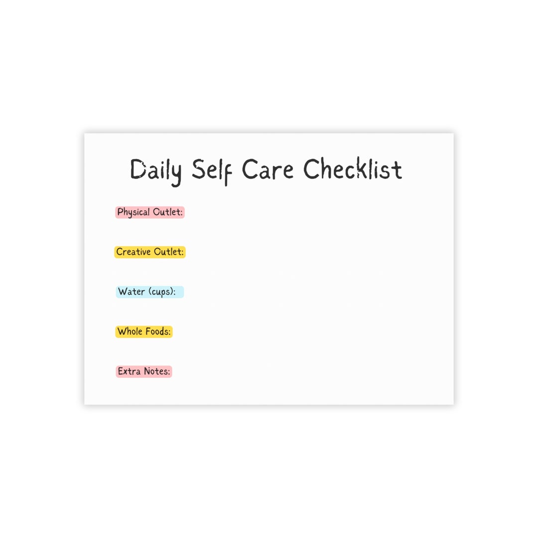 Daily Self Care Checklist Post-it® Note Pad Tools for Mental Illness ...