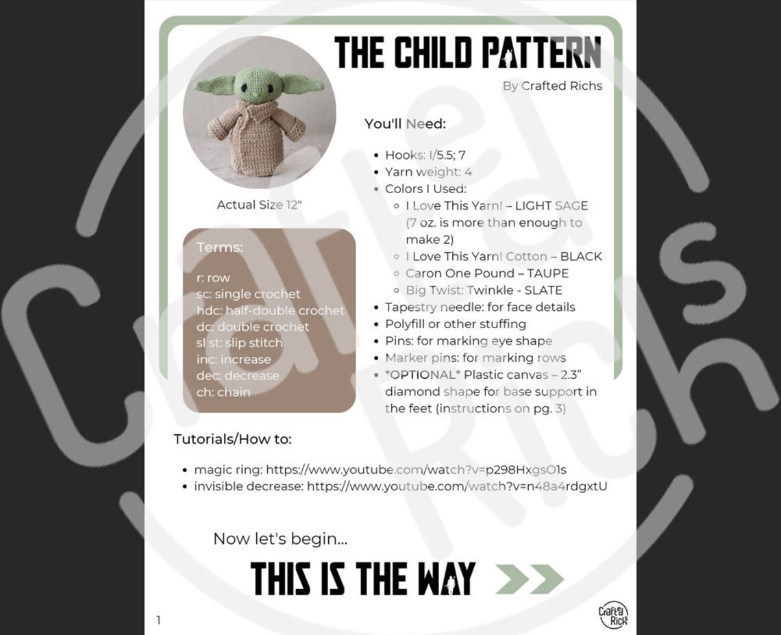 Life-sized Crochet THE CHILD Full Bundle Pattern - Digital Download - Etsy