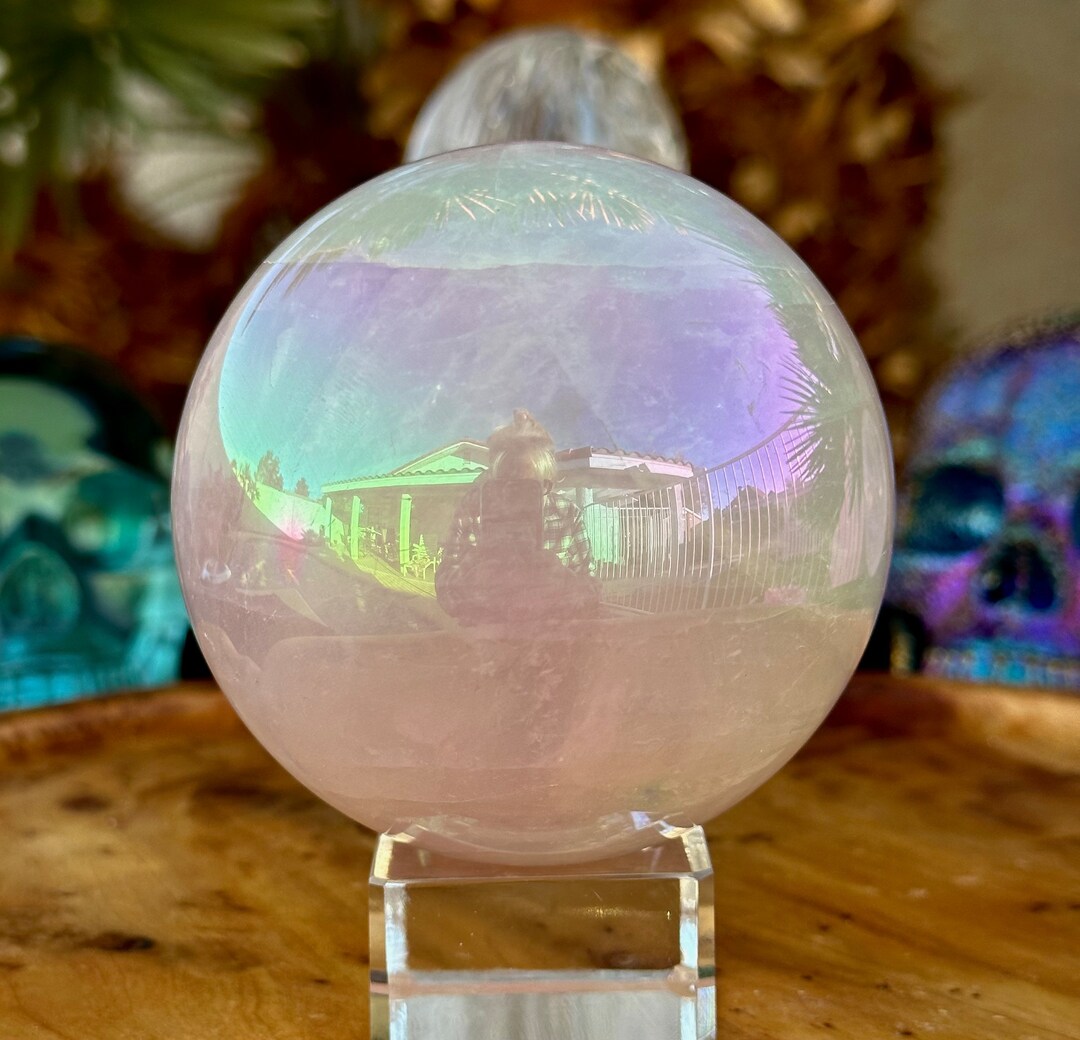 Angel Aura Rose Quartz Sphere 1.75 Pound Pale Pink Orb - Etsy