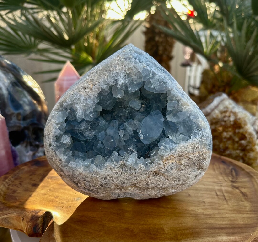 Natural Baby Blue Celestite Heart Shaped Geode XL 9 Pound Pale Blue ...