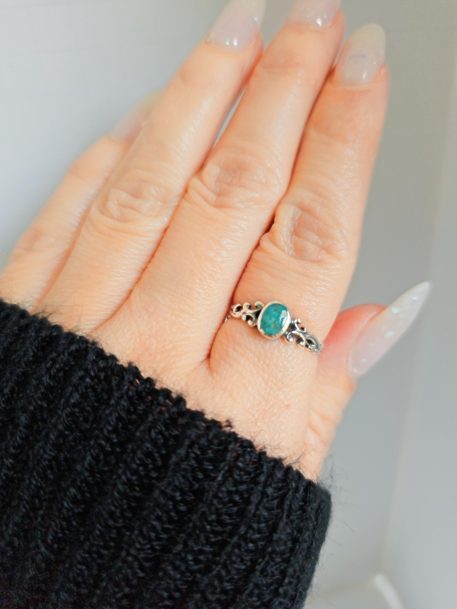 Sterling Silver Turquoise Ring, Minimalist Ring for Women, Stack Ring ...