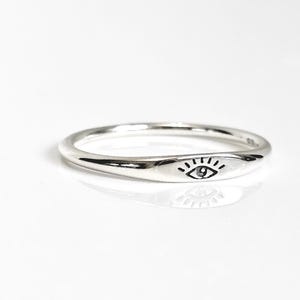 Sterling Silver Evil Eye Ring: Dainty 925 Protection Band - Etsy