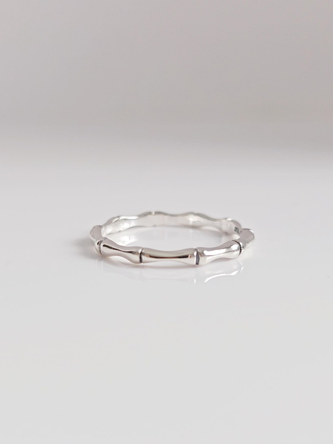 Sterling Silver Dainty Bamboo Ring, Minimalist Ring for Women, 925 ...